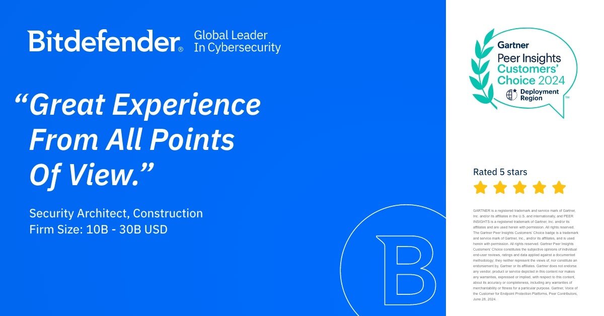 Bitdefender Recognized in the 2024 Gartner® Peer Insights™ Voice of the ...